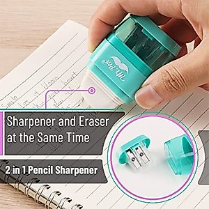 Mr. Pen- Pencil Sharpener & Eraser, 4 Pack, Colorful, 2 Sharpening Holes, Pencil Sharpeners Manual, Manual Pencil Sharpener, Pencils Sharpener, Handheld Pencil Sharpener, Small Pencil Sharpener