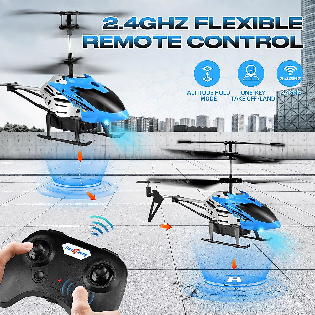 Britik Remote Control Helicopter for Kids - RC Helicopters Toys, One Key Takeoff/Landing and Hover Functionality, 3-Speeds, LED Lights and Crash Protection-Indoor Flying Toy, Gift for Boys/Girls Kids