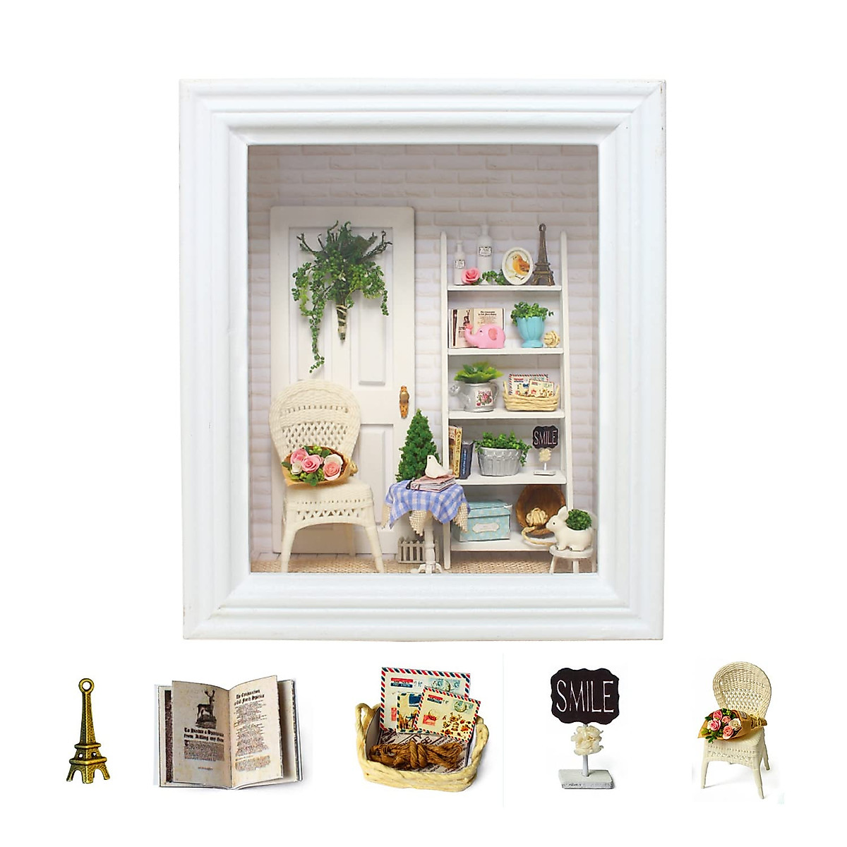 Kisoy Romantic and Cute Dollhouse Miniature DIY House Kit Creative Room Perfect DIY Gift for Friends,Lovers and Families(Sunny Dorm)