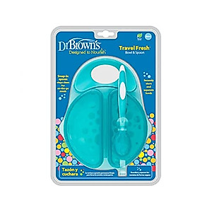 Dr. Brown's Travel Fresh Divided Bowl and Soft-Tip Spoon Set with Travel Lid, BPA Free