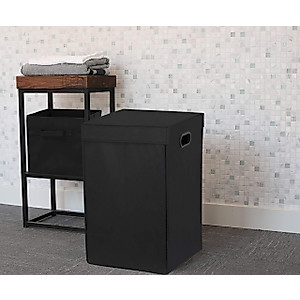 Simple Houseware Foldable Laundry Hamper Basket with Lid, Black