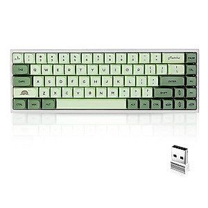 BOYI WK68 Hot Swappable RGB Mechanical Keyboard,Wireless Bluetooth 5.0/2.4G/Wired Type-C Tri-Mode PBT Sublimation Keycaps 65% Gaming Keyboard(Gateron Yellow Switch,Matcha XDA Keycaps)