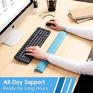 i-Rocks IRC41 Ergonomic Keyboard Memory Foam Wrist Rest Pad with Anti-Slip Base; Provides Cushioned Support and Pain Relief for Office, Gaming, Computer, Laptop, and Typing. (Black)