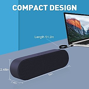 ABRRU USB Computer Speakers, PC Speakers for Desktop, Laptop Speakers with Crystal Clear Sound, Loud Volume, Volume Control and Mute Button(USB-C to USB Adapter Included) (Black)