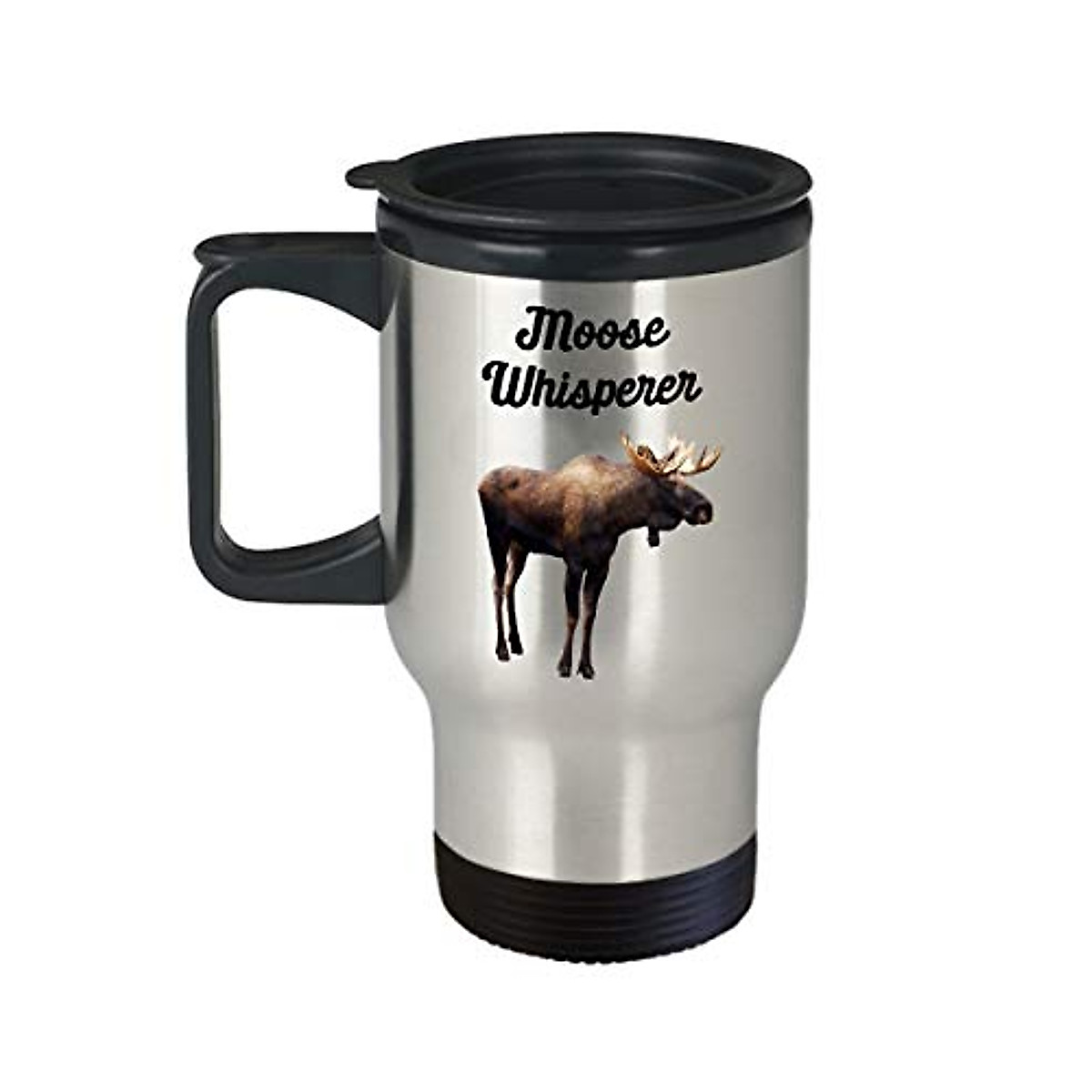 Moose Whisperer Travel Mug - Funny Tea Hot Cocoa Coffee Insulated Tumbler Cup - Novelty Birthday Christmas Gag Gifts Idea