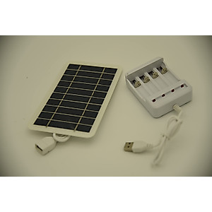 AA & AAA Rechargeable Batteries Solar Charger for 1.2V AA & AAA Batteries with 3 Watt Solar Panel and 4-Bay USB AA & AAA Charger