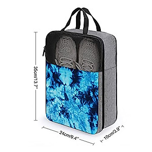 Frcavbin Indigo Tie Dye Travel Shoe Bag Shoes Carrier with Handle and Zipper Foldable Shoe Puches Organizer for Home storage School starts