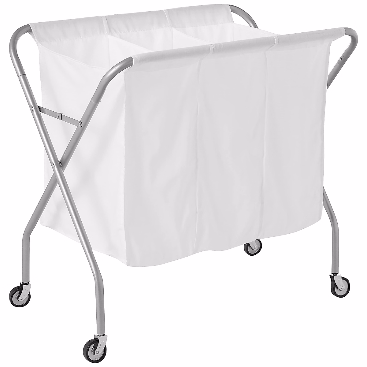 Whitmor 3 Section Laundry Sorter - Collapsible with Heavy Duty Wheels