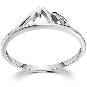 Jude Jewelers Stainless Steel Moutain Design Statement Promise Biker Party Ring (Silver, 8)
