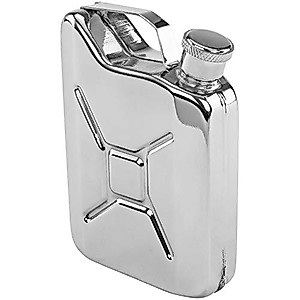 Fairly Odd Novelties Gas Can Flask, 4oz Funny Retro Novelty Drink Holder Gag Gift, 4 oz, Silver