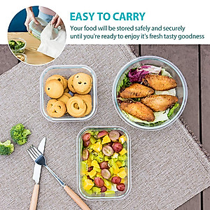 BAYCO Glass Food Storage Containers with Lids, [24 Piece] Glass Meal Prep Containers, Airtight Glass Bento Boxes, BPA Free & Leak Proof (12 lids & 12 Containers) - Blue