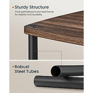 SONGMICS HOME Side Table, Nightstand, End Table with 3 Storage Shelves, Fabric Basket, for Bedroom, Living Room, Steel Frame, 11.8 x 13.4 x 22.8 Inches, Industrial, Ebony Walnut ULET286K01