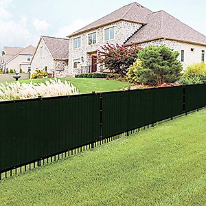 E&K Sunrise 5' x 25' Green Ience Privacy Screen, Commercial Outdoor Backyard Shade Windscreen Mesh Iabric Shade Net Cover for Patio Lawn Chain Link Garden Yard Backyard