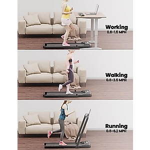 GARVEE 2-in-1 Treadmill, [2.25 HP] [0.6-6.2 MPH] for Running Walking, Folding Treadmill with Real-time Workout Data on LCD Display, Under Desk Treadmill for Apartment Office Home Workout- Black