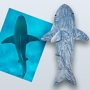 Fancemot Shark Blanket for Kids, Shark Blanket Hoodie Soft Cozy, Shark Blanket Onesie Flannel, Wearable Shark Blanket