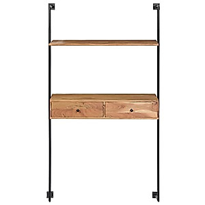 Homvdxl Wall Mount Ladder with 2 Drawers, Floating Wall Desk for Computer with Shelf Home Office Ladder Desk for Small Place, Stable Metal Frame, Industrial Style