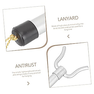 Veemoon 2pcs Curtain Rod Hooks Outdoor Curtain Stainless Steel Retractable Clothesline Adjustable Clothesline Pole Retractable Laundry Pole Clothes Stretcher Pole Outrigger Telescopic Rod