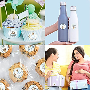 Bear Baby Stickers-500Pcs Thank You Beary Much Circle Labels,1.2 Inch Baby Shower Bear Theme Blue Candy Stickers for Kids