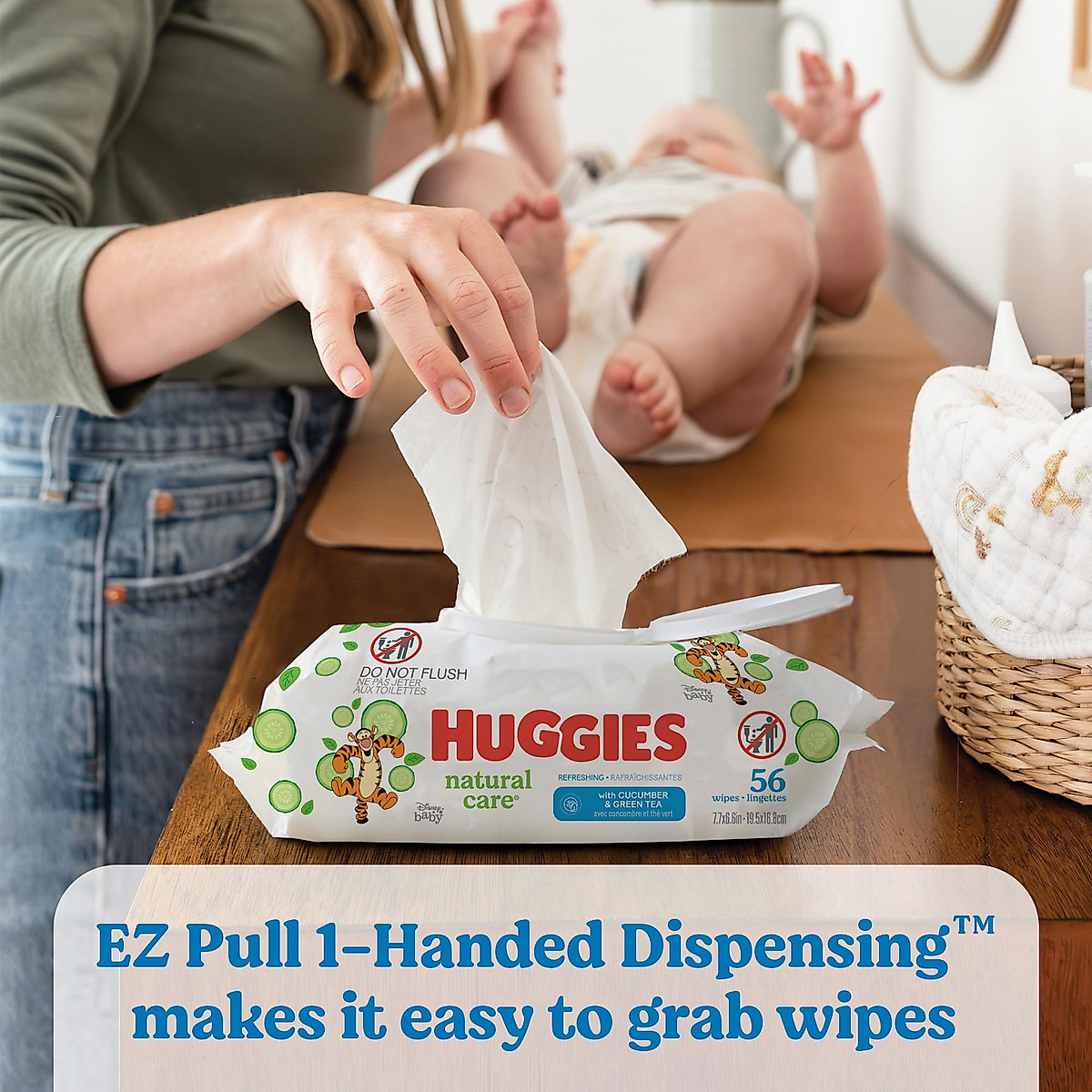 Huggies Natural Care Refreshing Baby Wipes, Hypoallergenic, Scented, 1 Flip-Top Pack (56 Wipes Total)