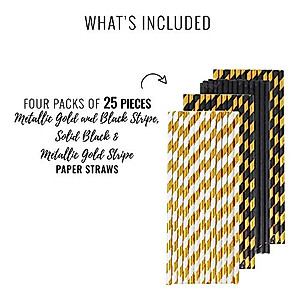 Just Artifacts Premium Disposable Drinking Paper Straws (100pcs, Roaring 20s)
