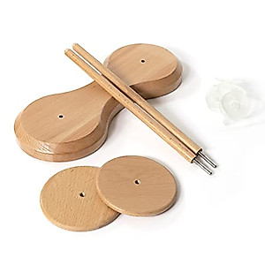 Rimcrow Double Wooden Yarn Holder; Revolving Yarn Ball Stand, Dispenses and Holds Balled Skeins for Crocheting or Knitting; Lazy Kate for Plying; Yarn Keeper