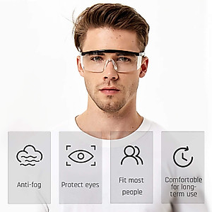 WOOLIKE 2-Pack Safety Glasses with Anti-fog lens Protective Eyewear Adjustable Frame Safety Glasses