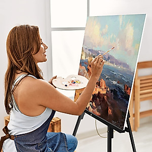 Art Easel Wooden Stand - 63" Tripod Display Artist Wood Easel - Adjustable Floor Stand for Wedding Welcome Sign, Painting, Drawing Board, Display Show - Black