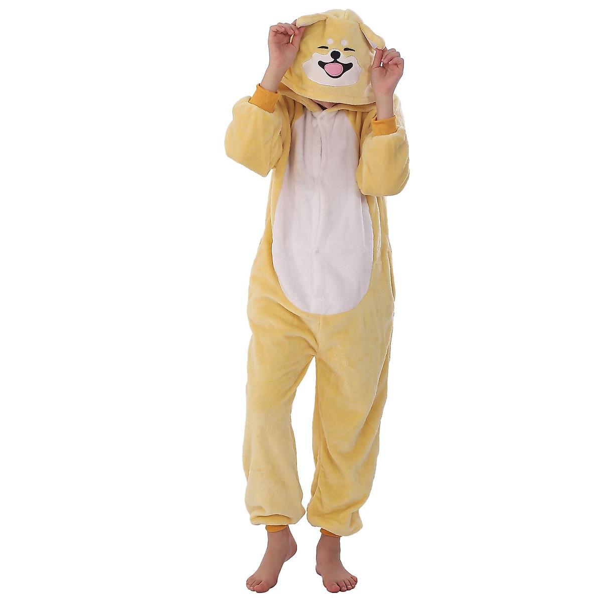 WOYASIM Flannel Costume Onesie Kids Halloween Easter Animal Cosplay for Girls Boys One Piece Shiba Inu 110