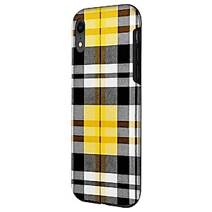 iPhone XR Yellow Black Tartan Plaid Pattern 80s Design Case