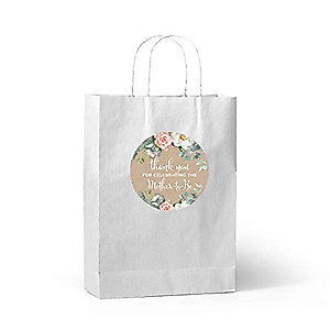Andaz Press Peach Kraft Brown Rustic Floral Garden Party Baby Shower Collection, Round Circle Label Stickers, Thank You for Celebrating The Mother to Be, 40-Pack