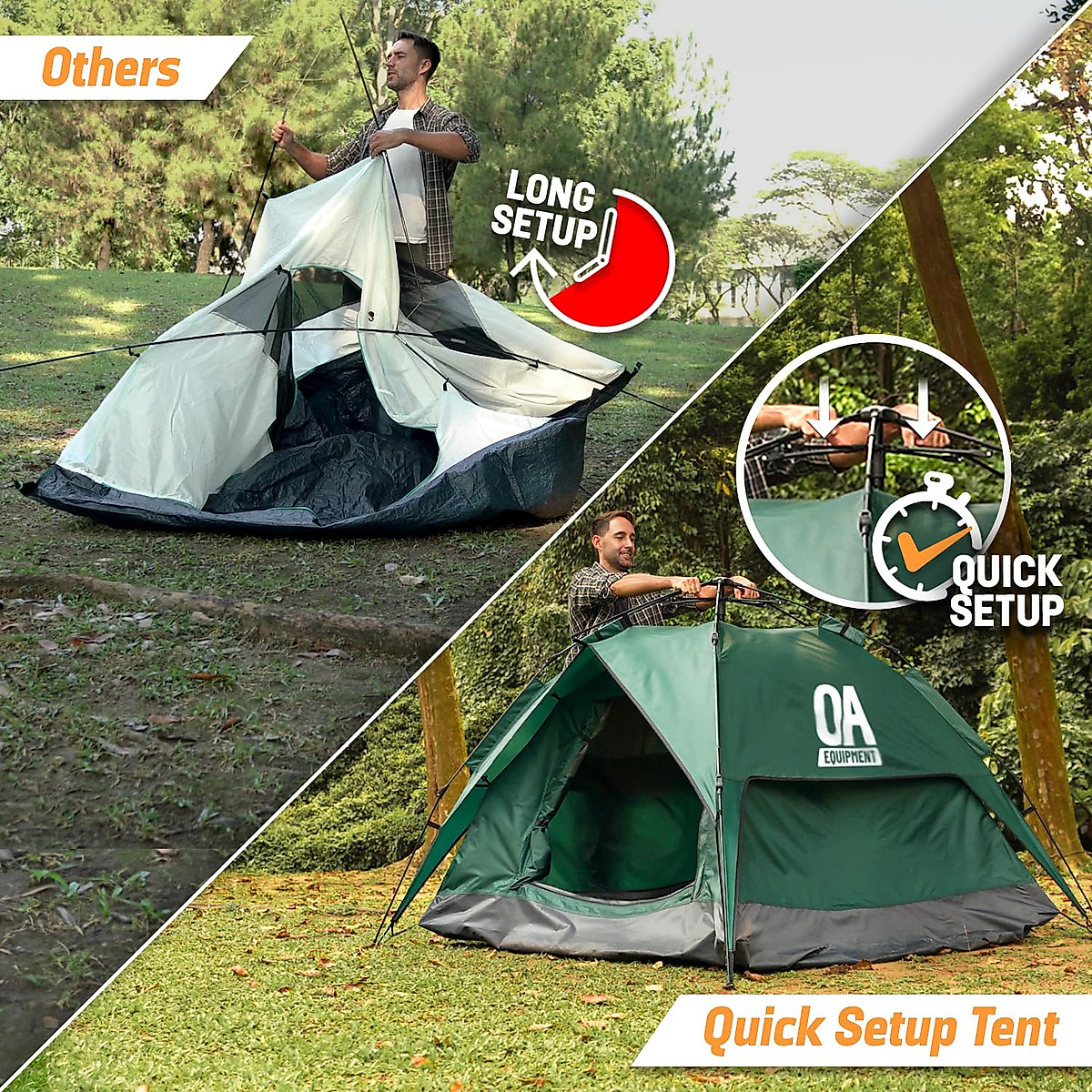 Pop Up Tent 2/3 Person Instant Camping Tent - Quick Setup Small Tent for Camping - Easy Set Up Fully Waterproof with Double Wall & Taped Seams