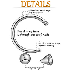 Jexine 120 Pcs Septum Rings Piercing Nose Horseshoe Rings for Women Men Cartilage Tragus Earrings Stainless Steel Acrylic, Multi Styles