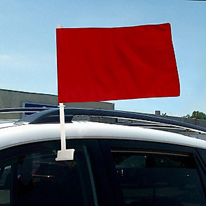Solid Red Car Window Clip Flag Fade Resistant Vehicle for Patriotic, Sports Events, Parades - Premium - Double Side Printing (Pack of 100)