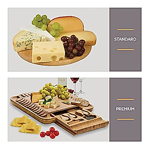 Large Charcuterie Board Gift Set - Bamboo Cheese Board and Knife Set - Wooden Cheese Board Platter - Meat/Cheese Cutting Board with 4 Cheese Knives - Mothers Day Gifts, Housewarming, Wedding Gift