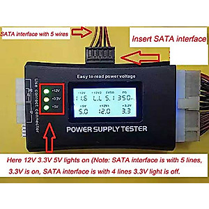 LinsyRC 20/24 Pin ATX Computer PC Power Supply Tester ATX BTX ITX SATA PCI-E HDD BYI Connectors LCD Screen Display