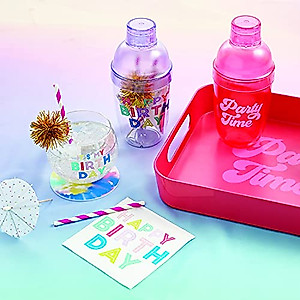 Slant Collections Bar Tray Pink and Red Retro Acrylic Serving Platter, 14 x 10-Inches, Party Time