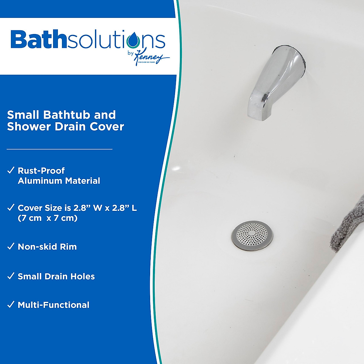 Kenney Bathtub Drain Cover, Silver