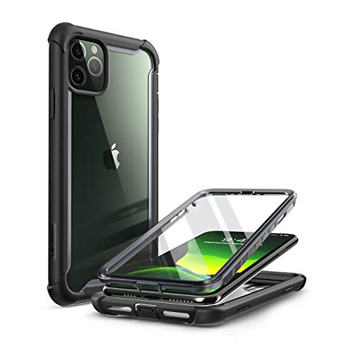 i-Blason Ares Case for iPhone 11 Pro Max 2019 Release, Dual Layer Rugged Clear Bumper Case with Built-in Screen Protector (Black)