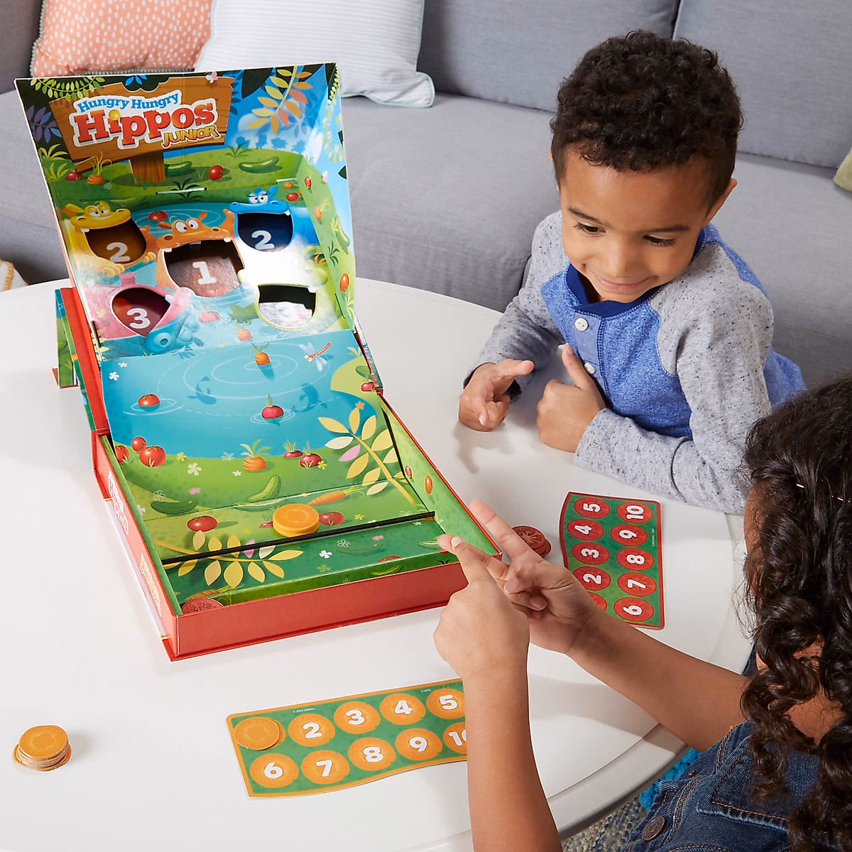 Hasbro Gaming Hungry Hungry Hippos Junior Board Game | 2-in-1 Game for Preschoolers and Kids | Ages 3 and Up | 2 to 4 Players | Counting and Numbers Games