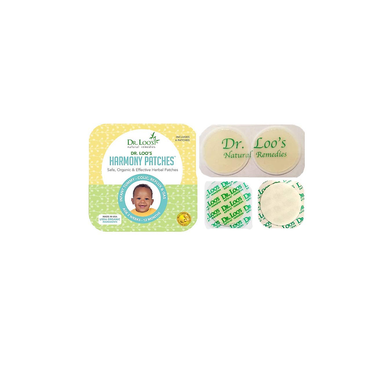 Dr. Loo’s Natural Infant Patches for Colic, Reflux, Gas and Constipation for 2 weeks-12 Months, 16 Patches