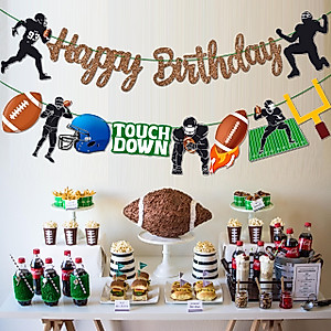 Football Happy Birthday Banners Football Themed Birthday Party Decoration Rugby Player Cutout Banner 2Pcs Football Party Decoration for Football Baby Shower Supplies
