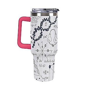 Chemical Formula 40oz Water Bottle Double Wall Insulated Tumbler with Handle Leakproof Travel Mug Light Rose Red-style