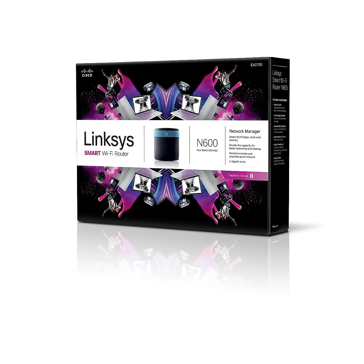 Linksys N600+ Wi-Fi Wireless Dual-Band+ Router with Gigabit Ports, Smart Wi-Fi App Enabled to Control Your Network from Anywhere (EA2700)