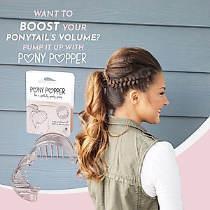 Pony Popper Hair Clip - Ultimate Solution for Full, Voluminous, and Natural Ponytails with Minimal Effort - Versatile Hair Clip for All Hair Types (Clear)