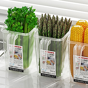 Cyrank 2Pcs Refrigerator Organizer Box, Refrigerator Side Door Storage Box with Lid Fruit Vegetable Containers Clear Plastic Fridge Side Door Storage Box Set for Kitchen