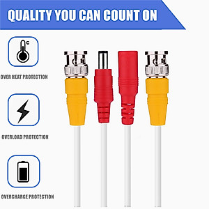 SLLEA 100ft White BNC Video Power Wire Cord Replacement for Swann Night Owl CCTV Cameras Cable White