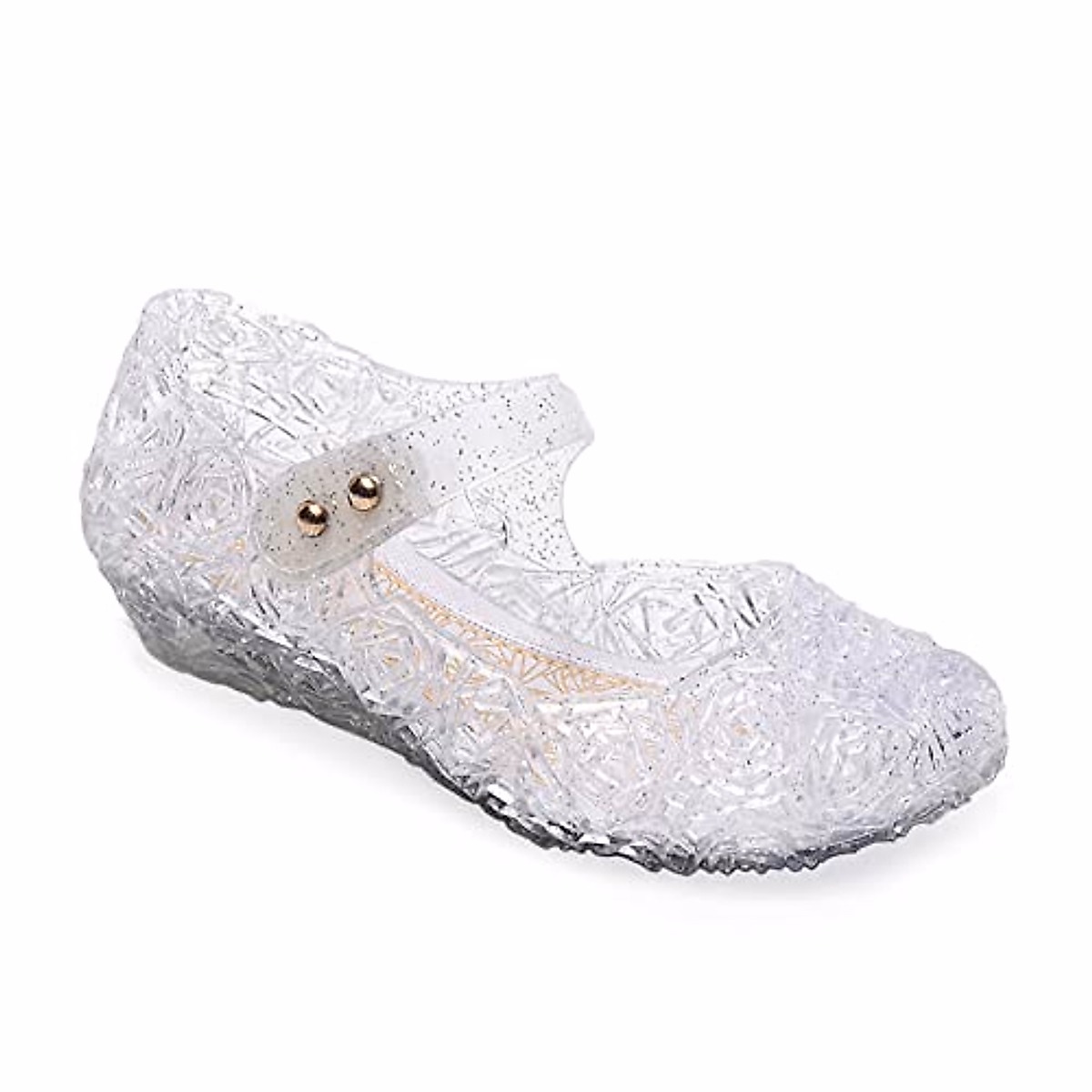 Girls Jelly Shoes, Frozen Inspired Elsa Flats Princess Dress Sandals for Little Kid Size 2.5, Snow Queen Jellies Mary Jane Birthday Cosplay Costumes