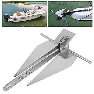 Ymiko Boat Anchor, Marine Anchor Stainless Steel High Tensile Hardware, 2kg Boat Anchor Stainless Steel Marine Hardware Parts Accessories for Boats 17 to 22 Feet