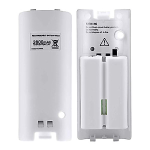 NIFERY Wii Remote Batteries Rechargeable, 2 Pack 2800mAh Rechargeable Batteries for Wii/Wii U Remote Controller (White)