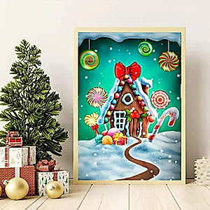 Christmas Diamond Painting Kits,Candy Snow House Diamond Art Kits for Adults, Full Drill 5d Diamond Dots Kits Gem Art for Adults Wall Home Decor-YNC046
